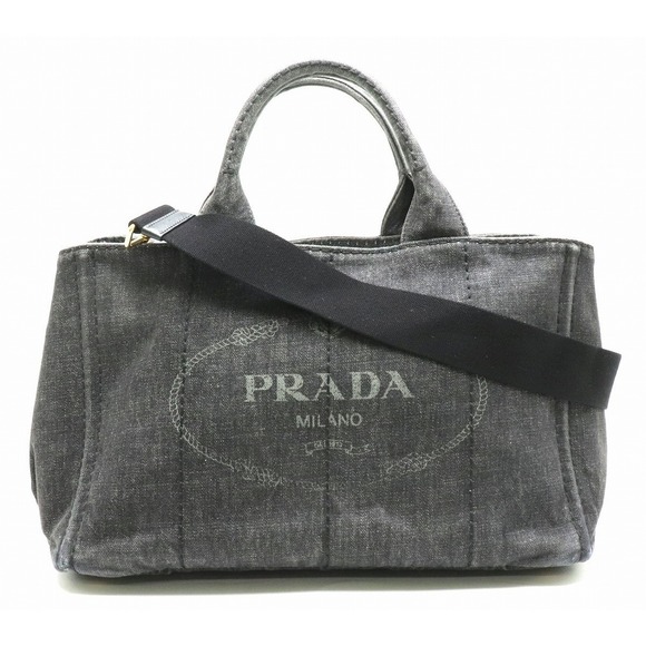 Prada | Bags | Prada Canapa Tote Bag 2way Denim Black | Poshmark
